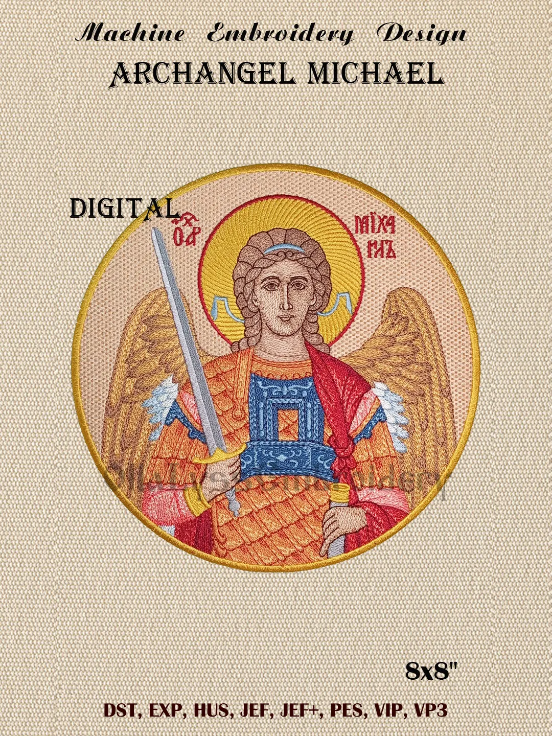 Archangel Michael embroidery design
