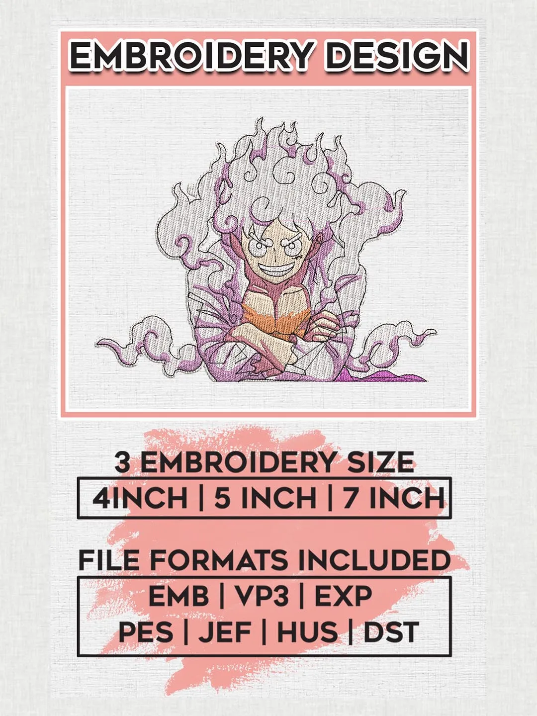 Monkey D Luffy Embroidery Design File / One Piece Anime Embroidery ...