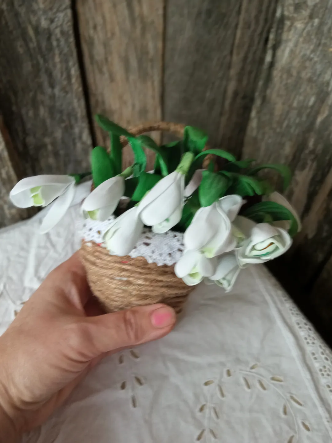 Snowdrops in a Basket - Handmade Floral Composition. Gifts for her ...