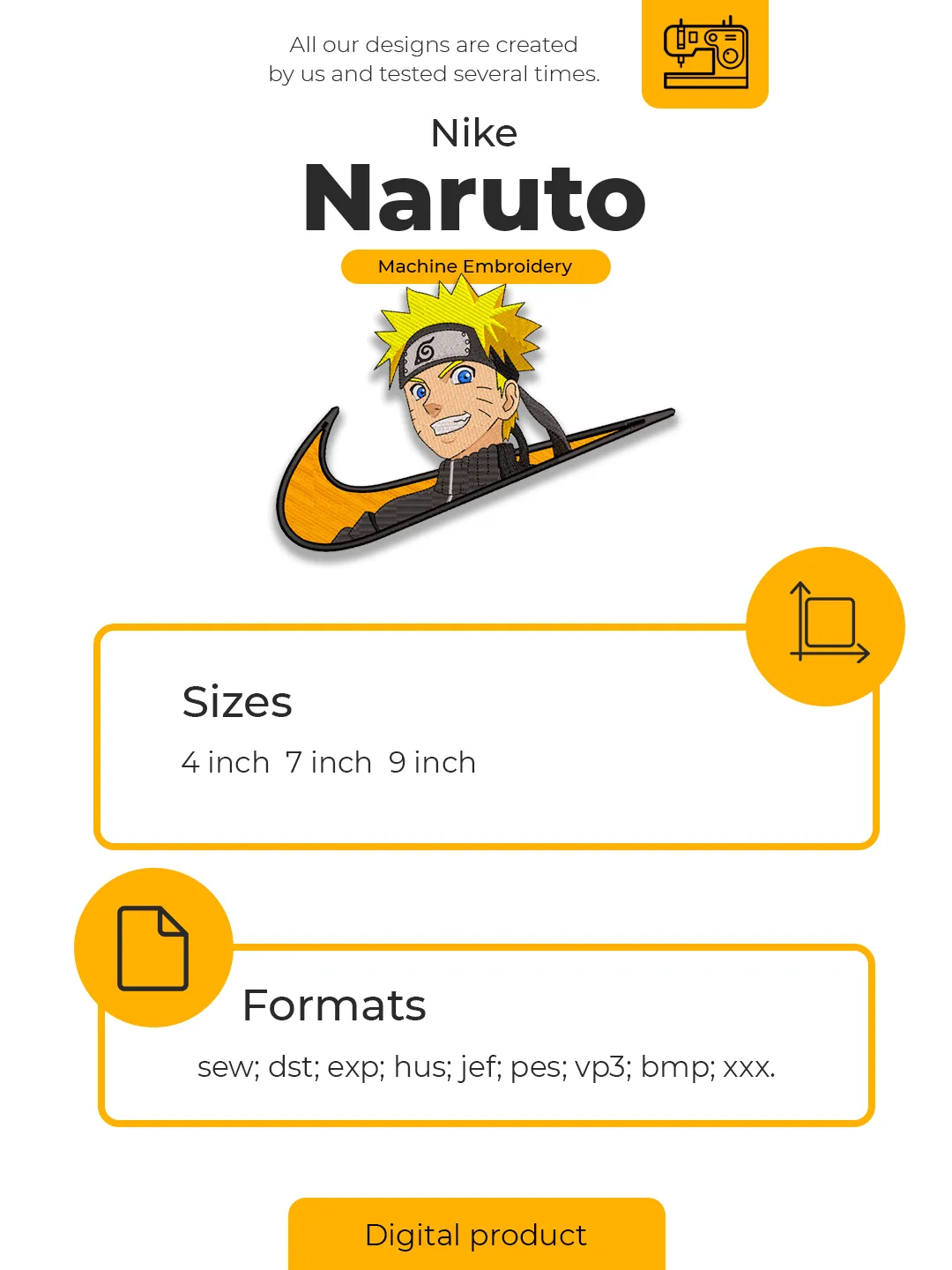 Naruto Embroidery Design File/ Naruto Anime Embroidery Design/ Machine ...