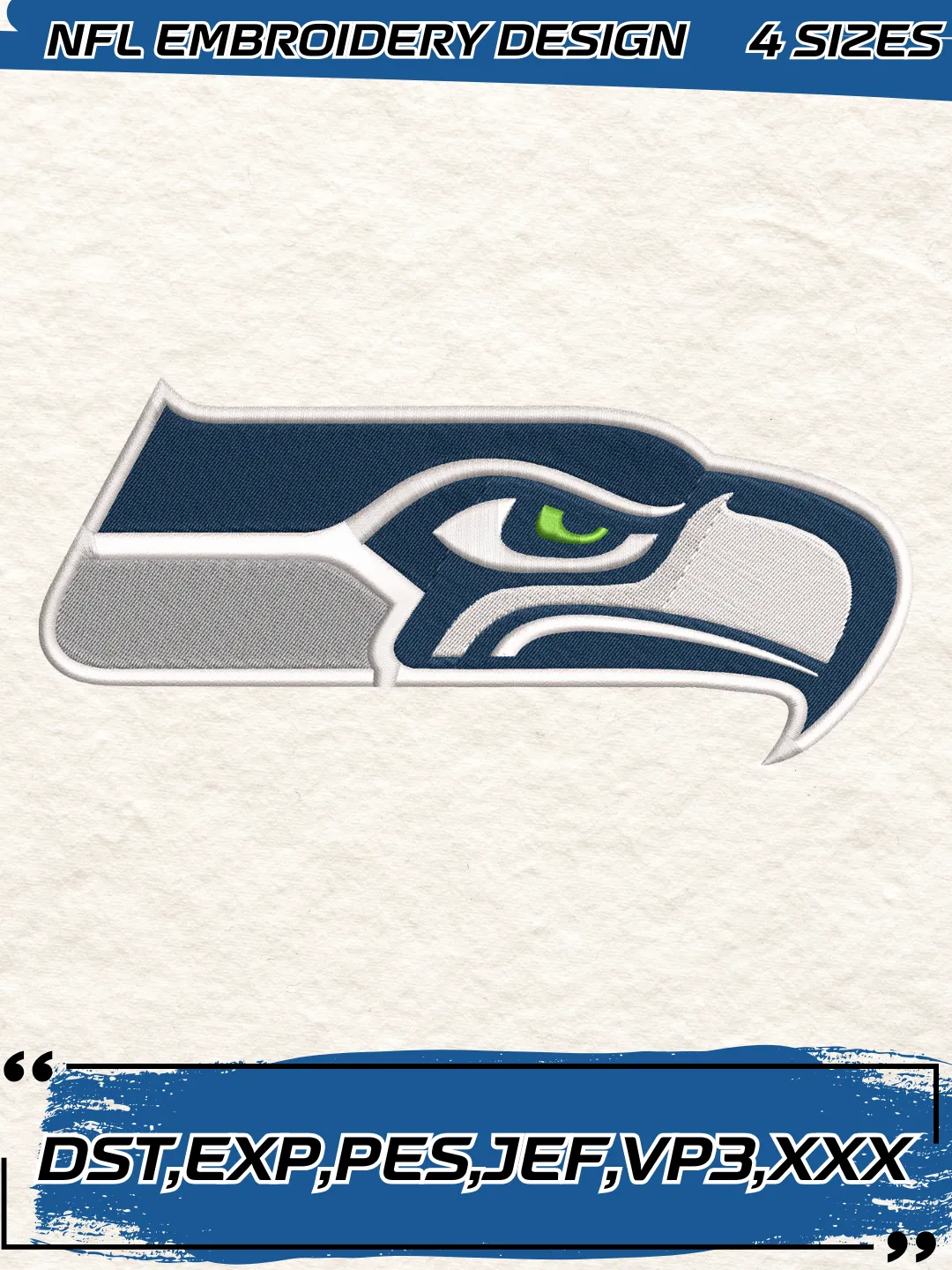 Seattle Seahawks Embroidery Design Files, NFL Logos Embroidery Designs ...
