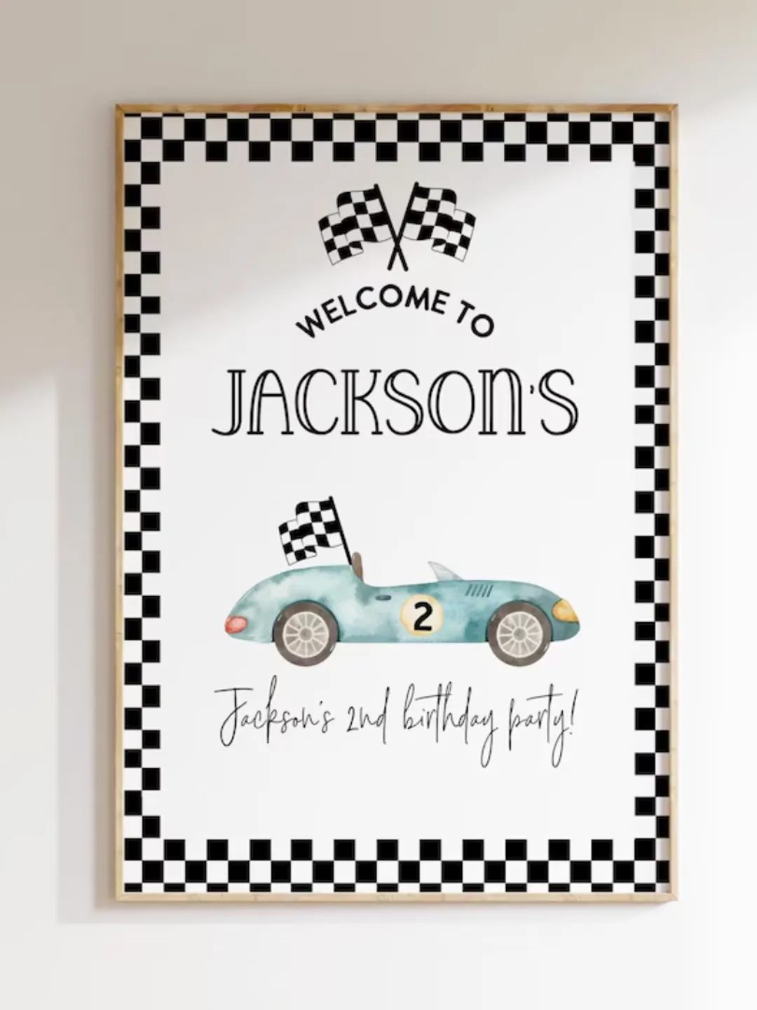 Two Fast Race Car 2nd Birthday Invitation- vintage racer party Editable ...