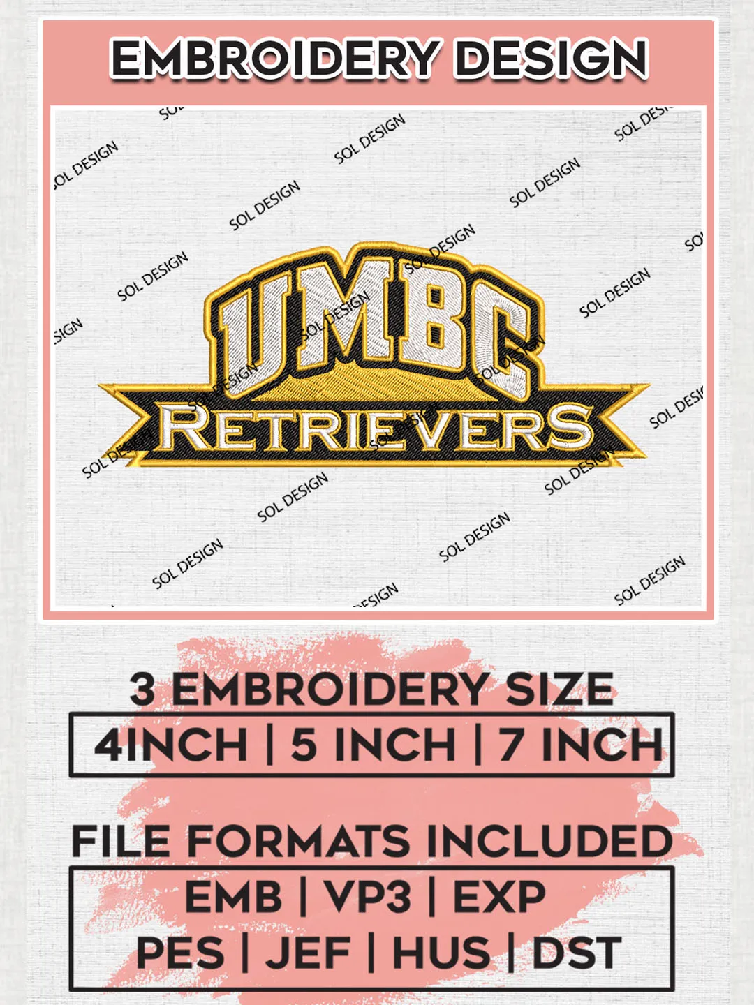 UMBC Retrievers College Football Team Writing Logo embroidery designs ...
