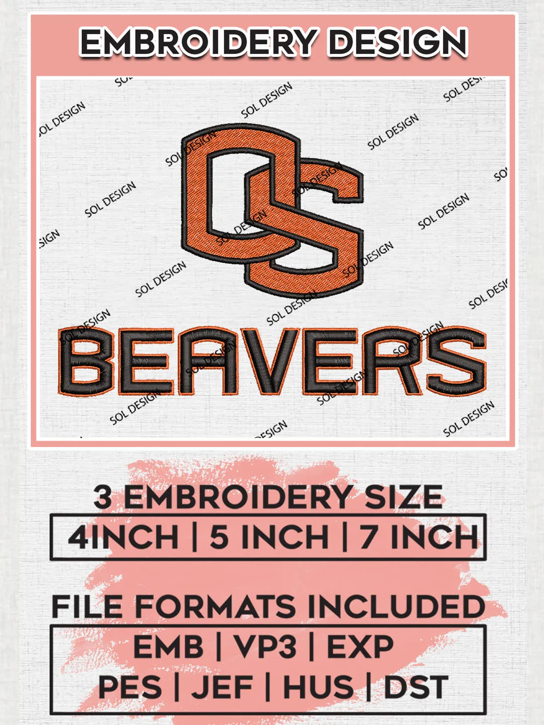 NCAA OS Beavers Team Writing Logo Embroidery Design Files, NCAA Oregon ...