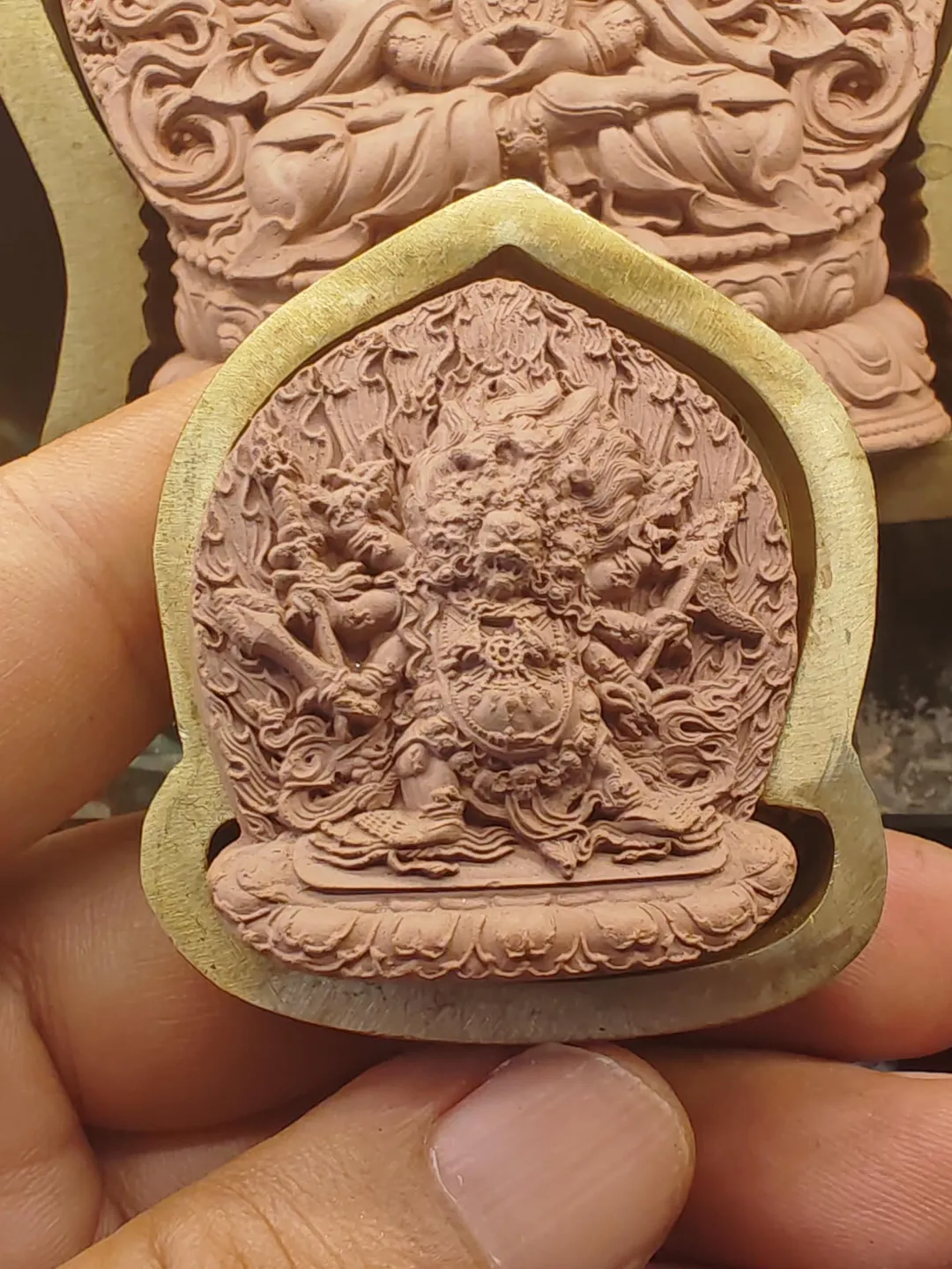 3 Faced 6 Armed Black Hayagriva Tsa Tsa Mold - 11cm Height: Tibetan ...