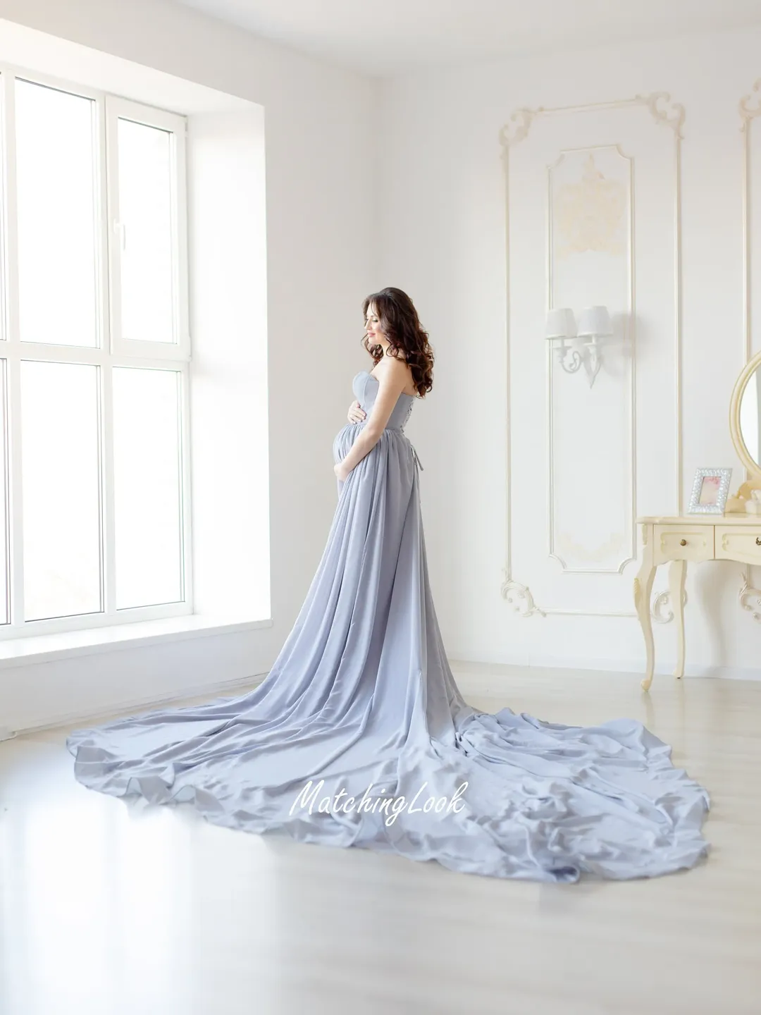 Maternity Dress For Photo Shoot, Blue Maternity Gown, Pregnancy Dress ...