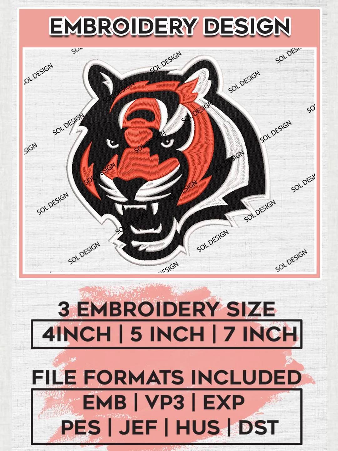 Cincinnati Bengals Embroidery Design Files, NFL Logos Embroidery ...
