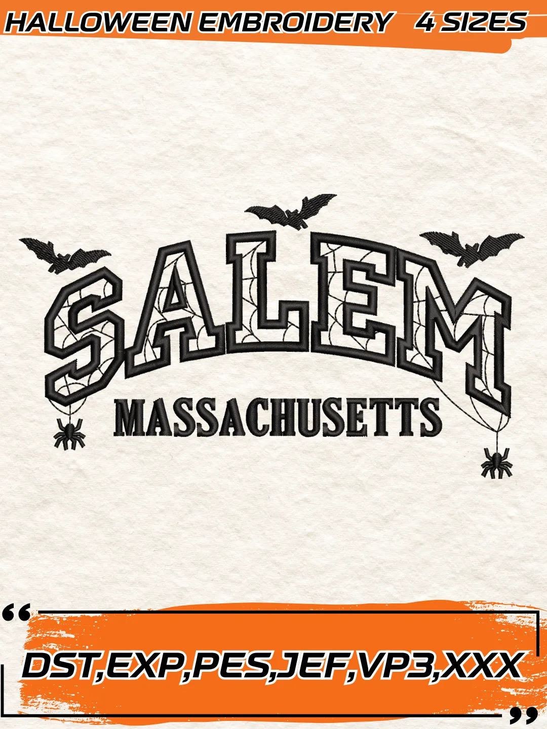 Salem Massachusetts Embroidery Design , Halloween Embroidery Design,4 ...