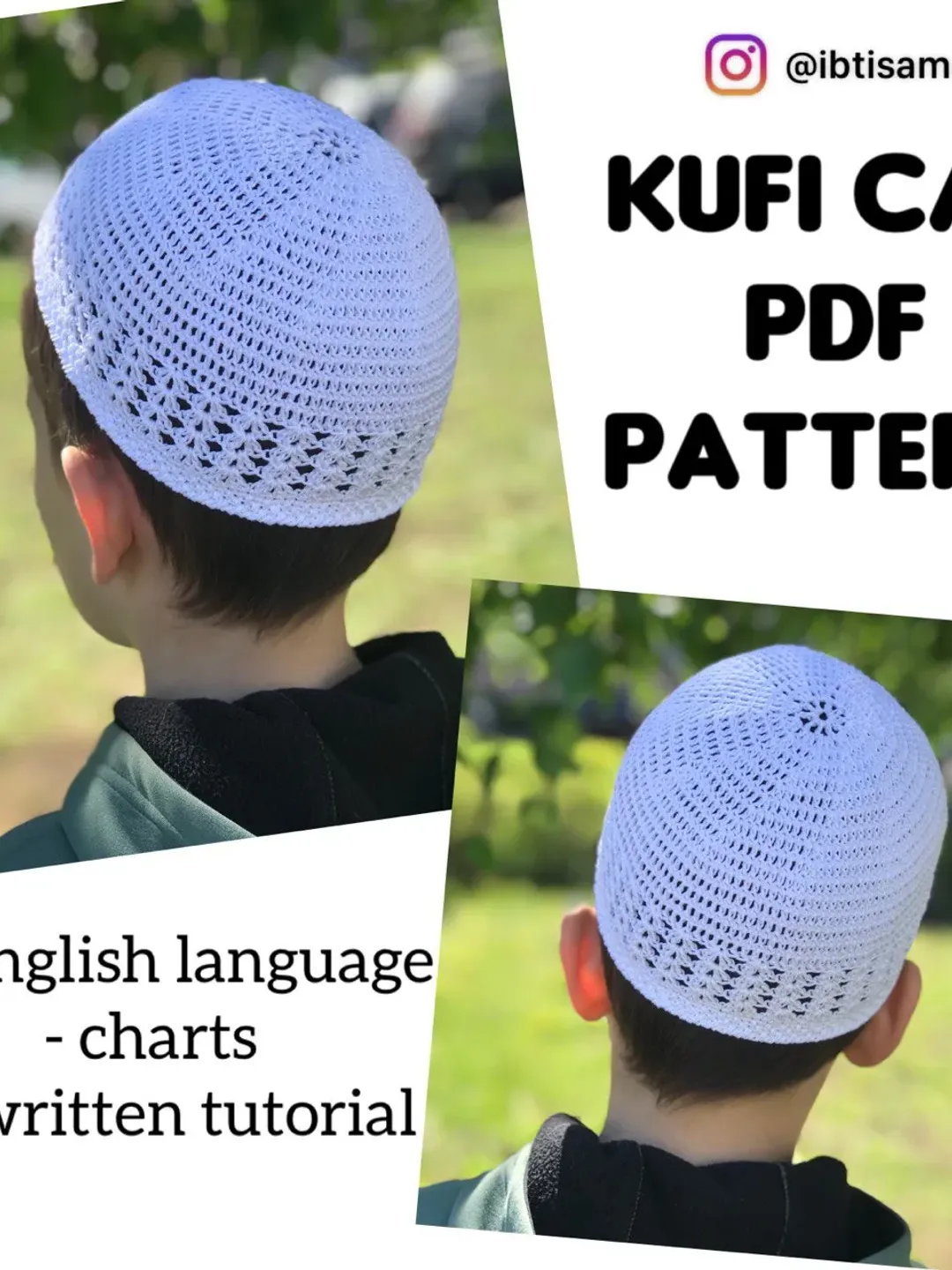 Unisex cotton Mike Tyson's crochet kufi cap for adults PDF pattern