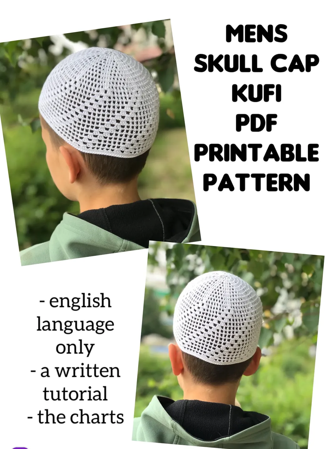 Mesh cotton crochet skull cap pattern