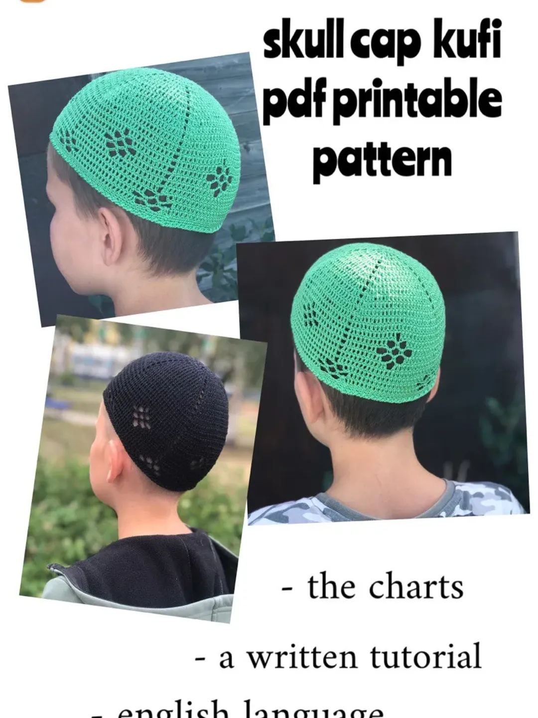 Cotton lightweight kufi hat PDF pattern