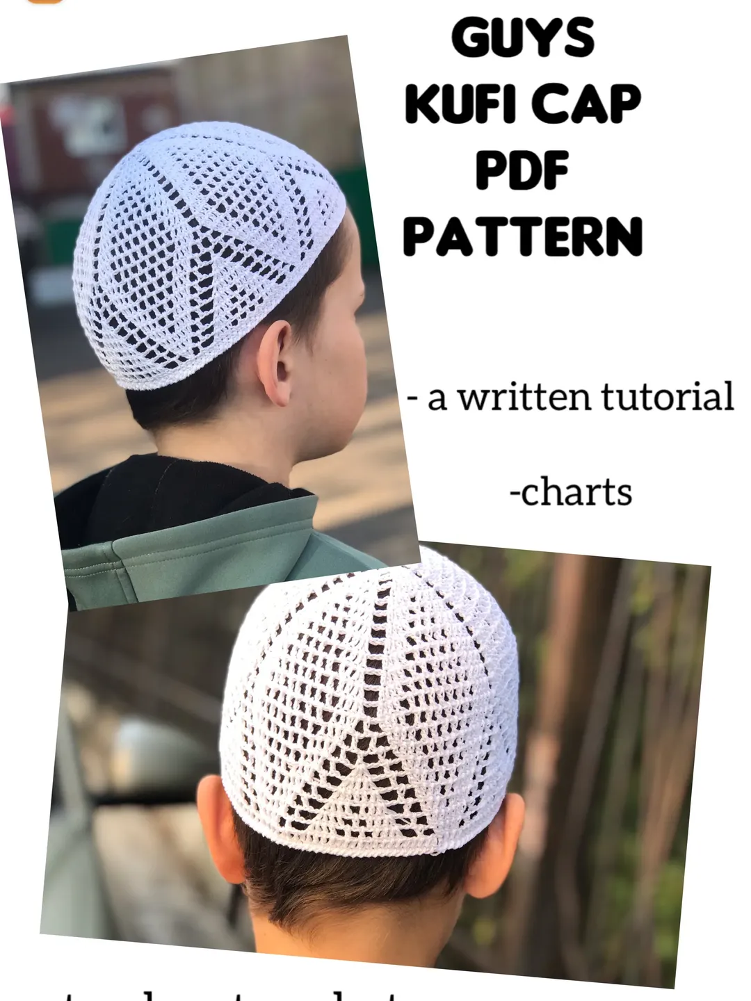 Crochet islam prayer cap for adults PDF pattern
