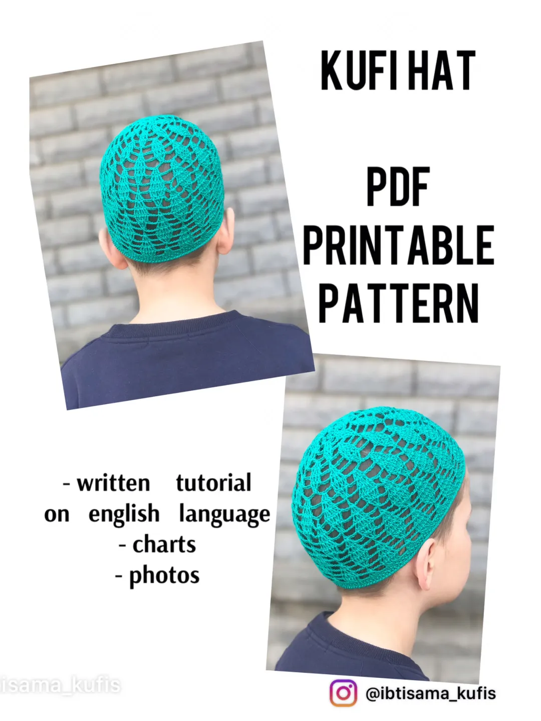 Cotton lightweight kufi hat PDF pattern