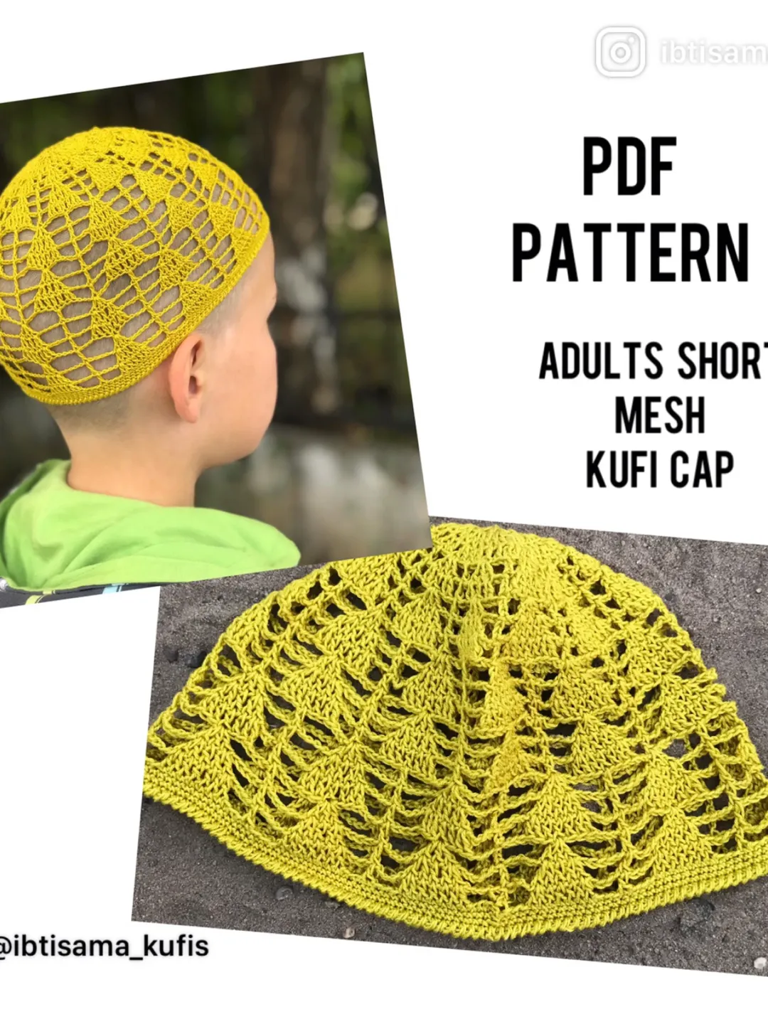 Unisex mesh skull cap pdf crochet pattern