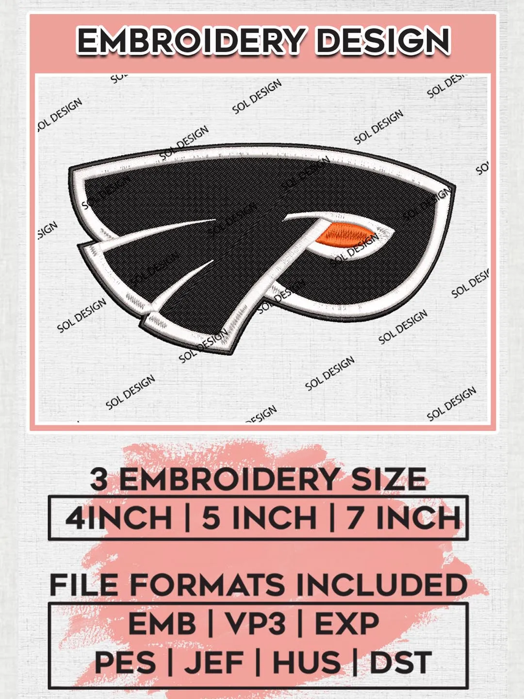 Philadelphia Flyers NHL Logo Embroidery Files, NHL Philadelphia Flyers ...