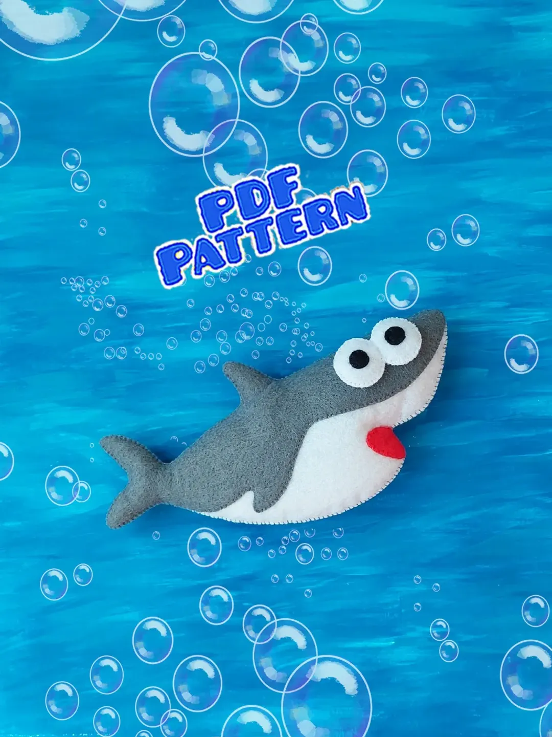 Felt shark pattern PDF Felt toy pattern Felt ornament Shark ornament ...