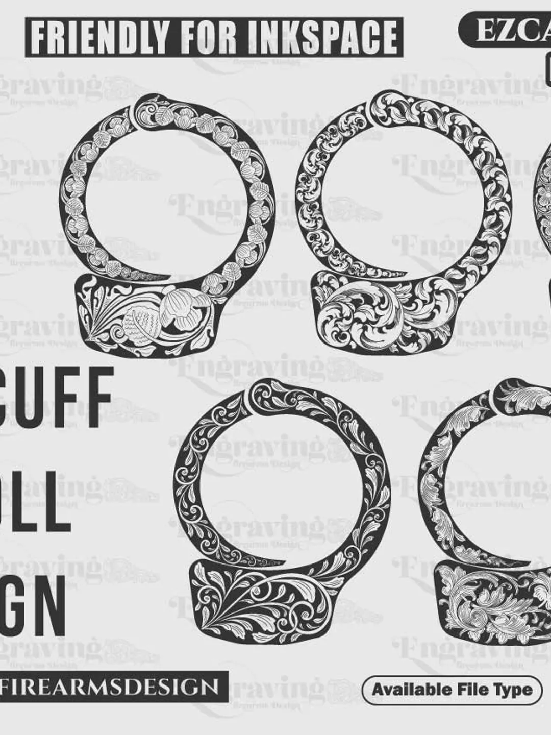 Handcuff S&W M100-1 Scroll Design svg,lasercut,laserengraving ...