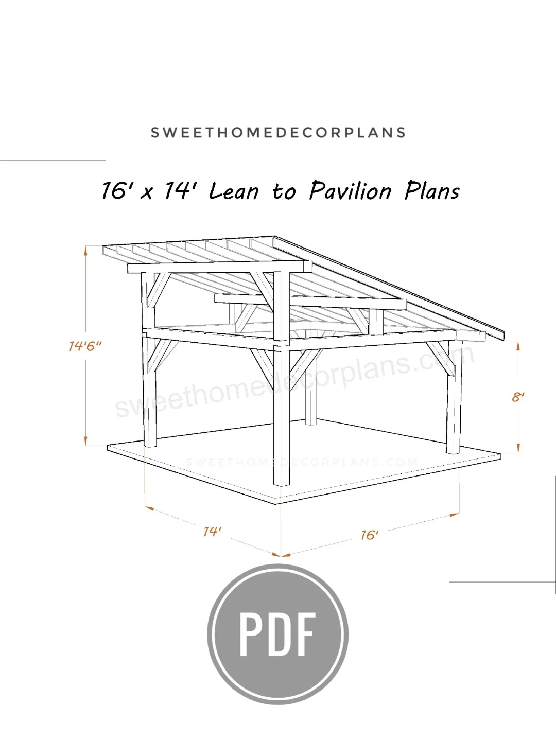 DIY 16 x 14 lean to pavilion plans pdf. Carport plans. Wooden covered ...