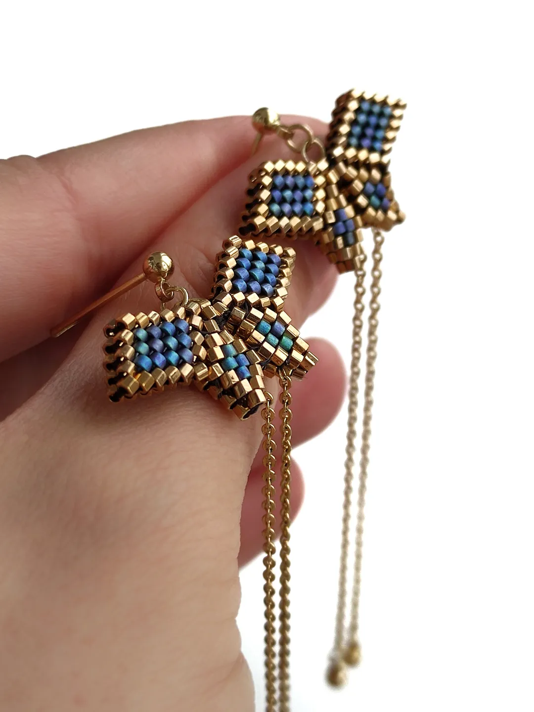 PDF tutorial Beaded Butterfly earrings Peyote and herringbone stitches ...
