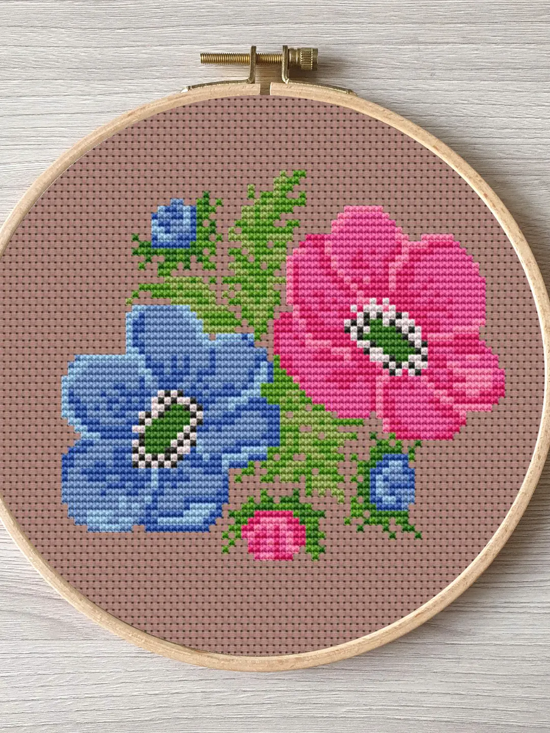 Anemone cross stitch pattern pdf DIY Design floral digital Small ...