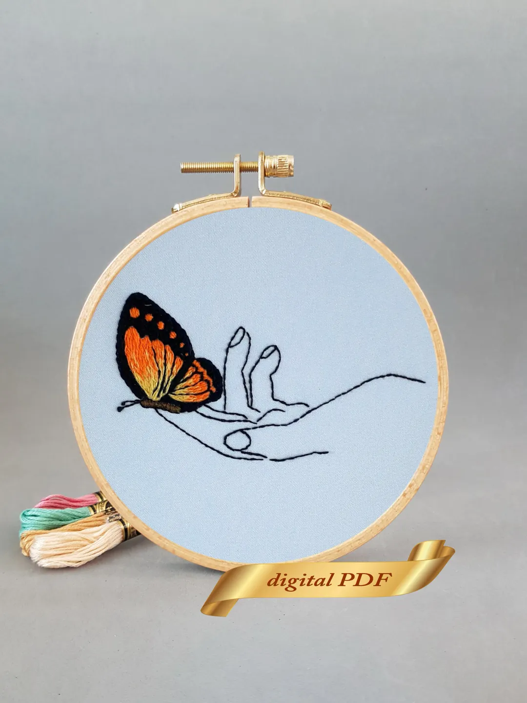 Red butterfly pattern pdf cross stitch, Easy embroidery DIY