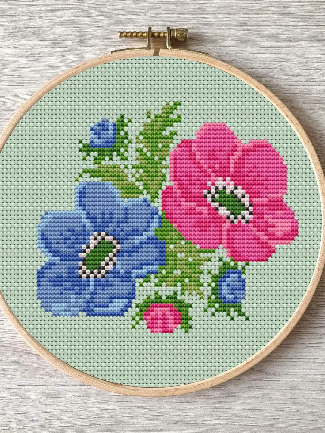 Anemone cross stitch pattern pdf DIY Design floral digital Small ...