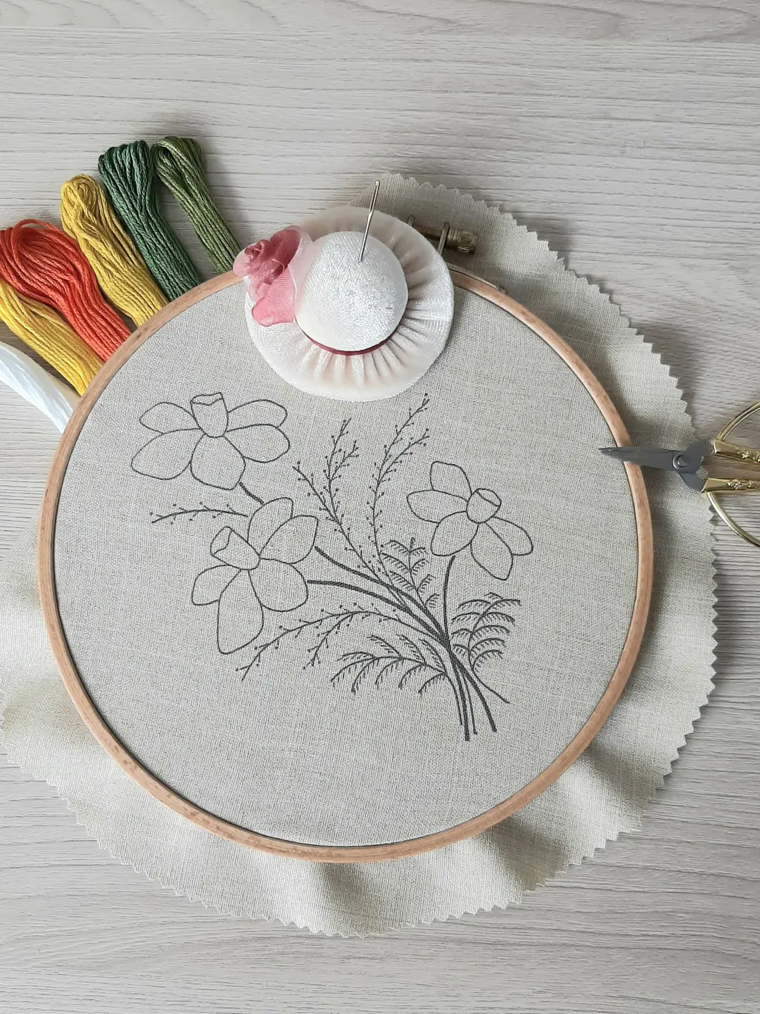Daffodils pattern pdf embroidery, Easy hand embroidery DIY