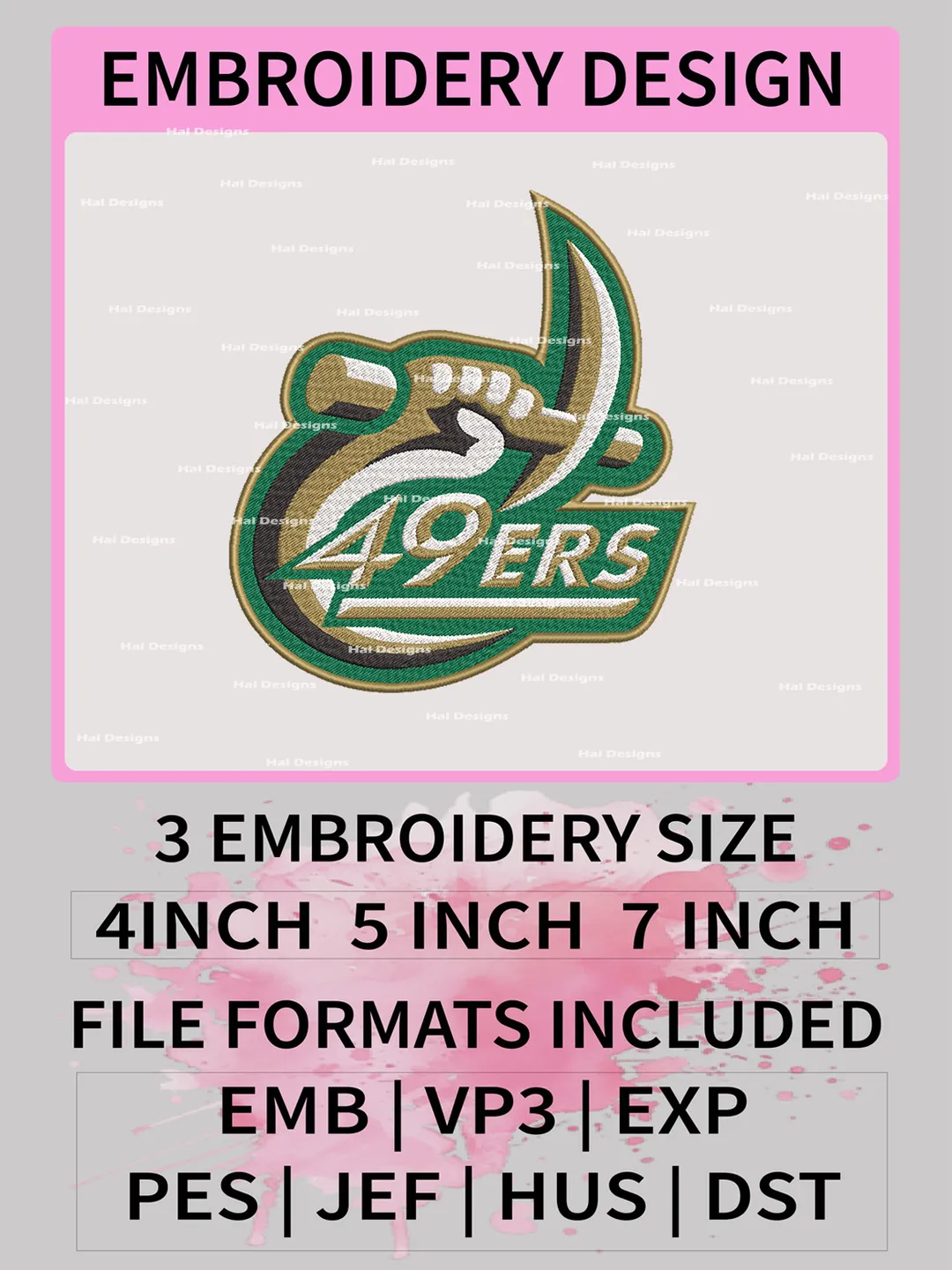 NCAA Charlotte 49ers Embroidery File, 3 Sizes, 6 Formats, NCAA Machine ...