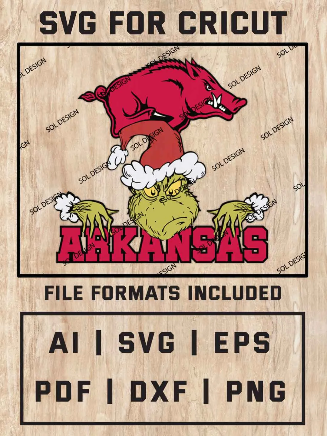 Grinch Arkansas Razorbacks SVG, NCAA SVG Design, NCAA Arkansas ...