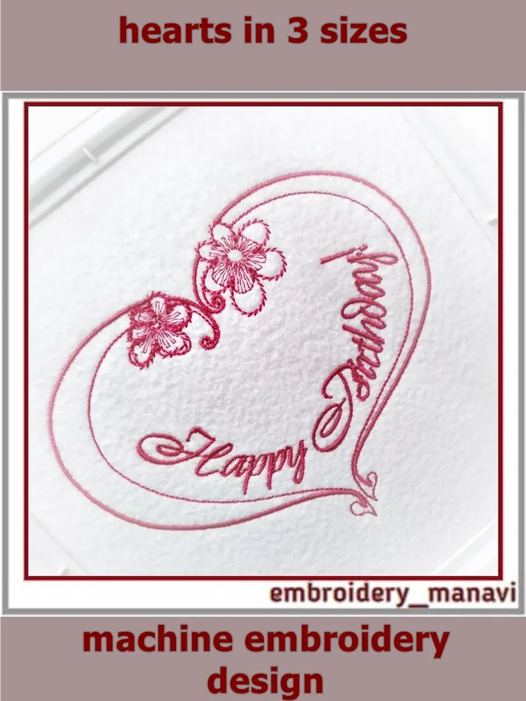 Machine embroidery design Heart with flowers "I love you"