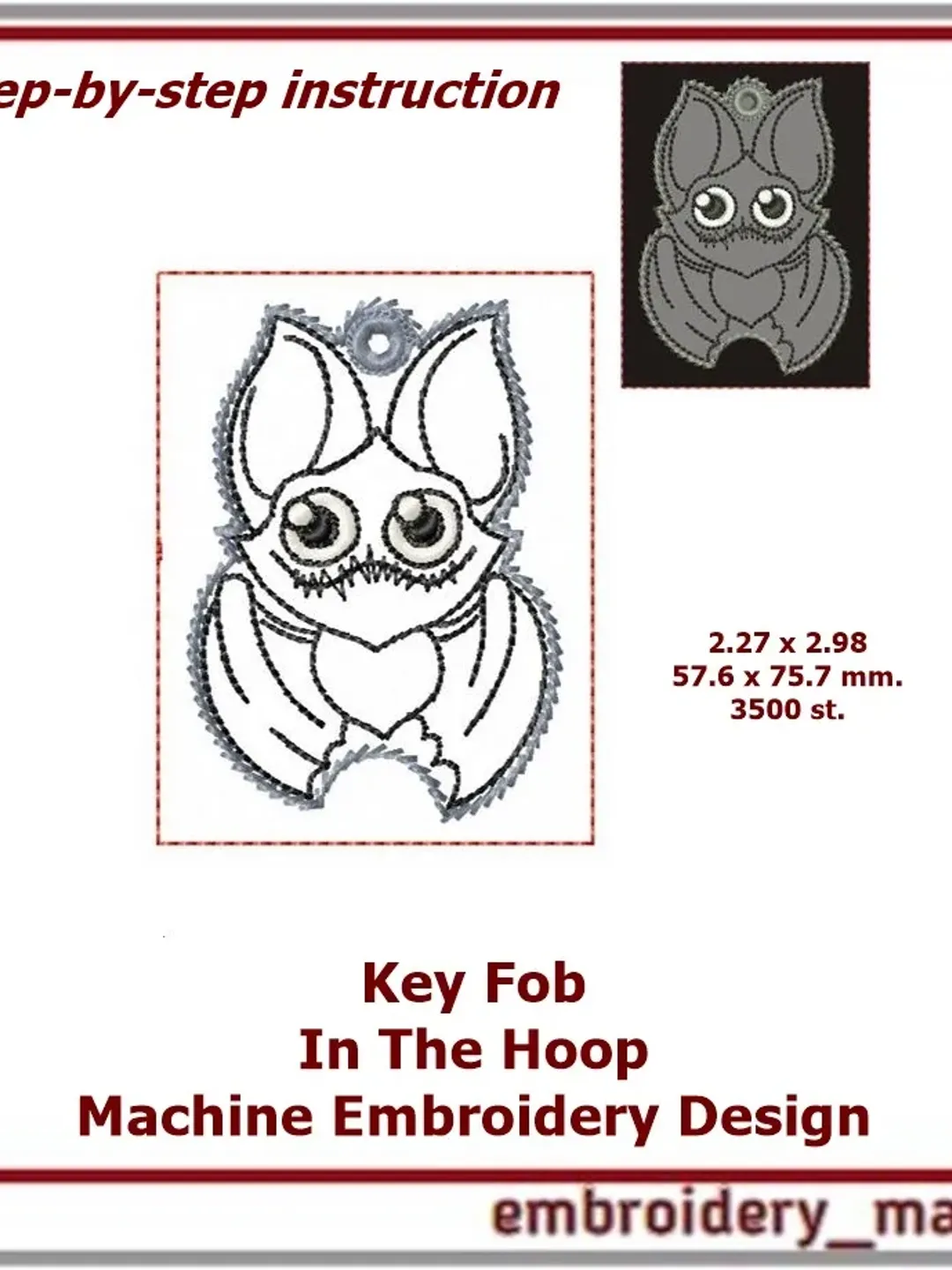 Halloween In The Hoop Key Fobs Machine Embroidery Design ITH