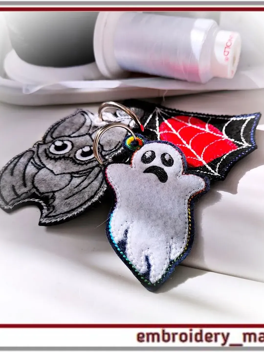 Halloween In The Hoop Key Fobs Machine Embroidery Design ITH