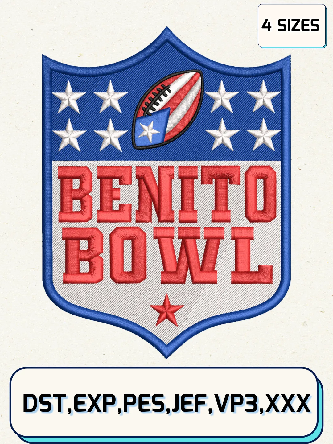 Benito Bowl Singer Super Bowl Football Embroidery Design Files, NFL ...