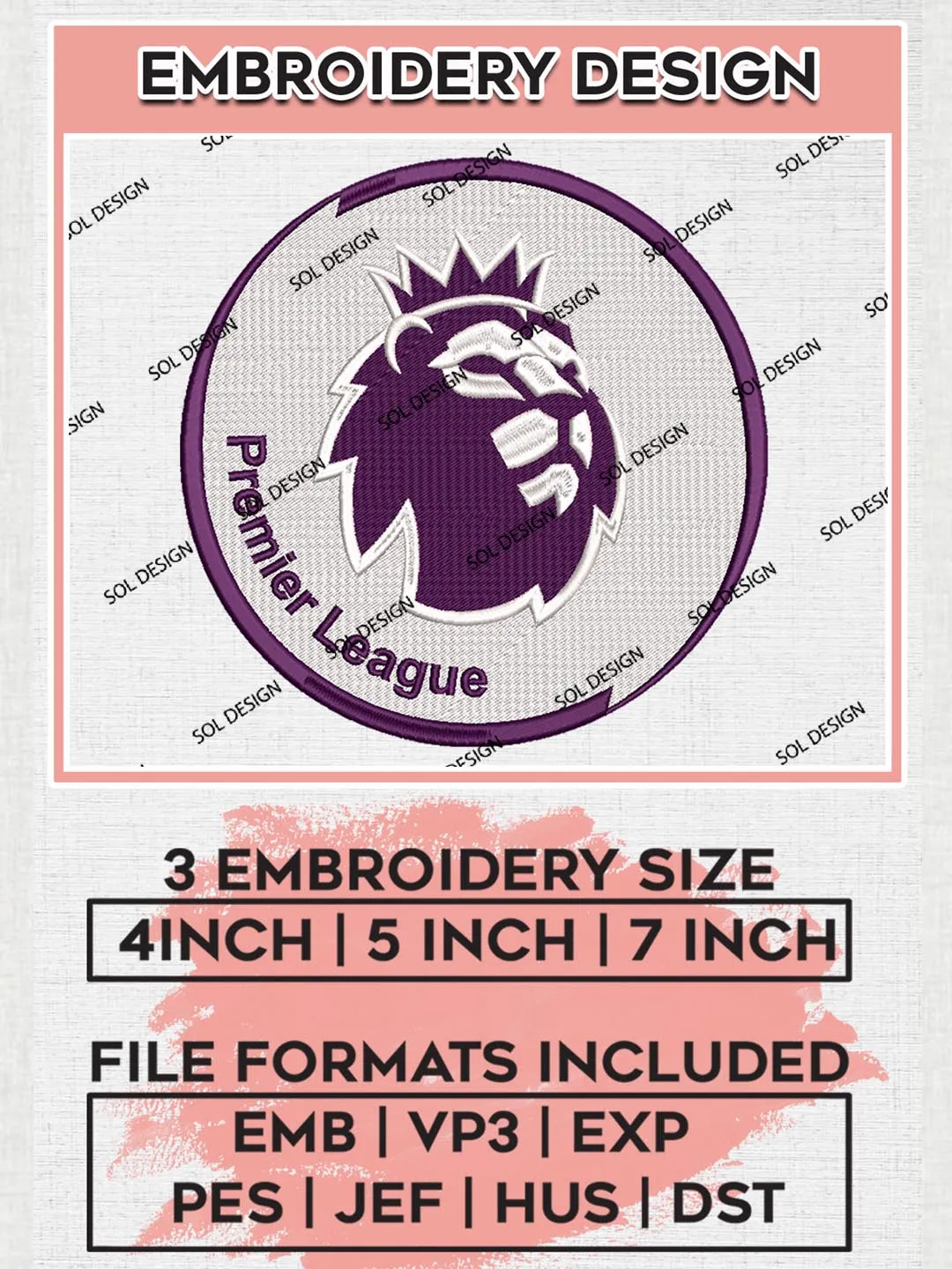 Premier League New Logo Embroidery Designs, Premier League Embroidery ...