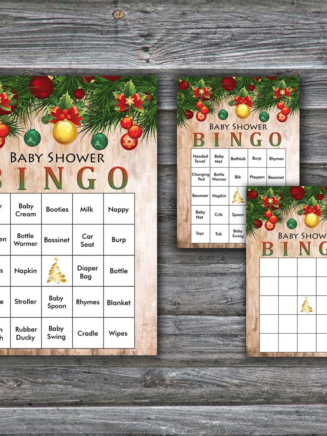 60 Christmas toys Baby Shower Bingo Cards,Christmas Baby Shower Bingo ...