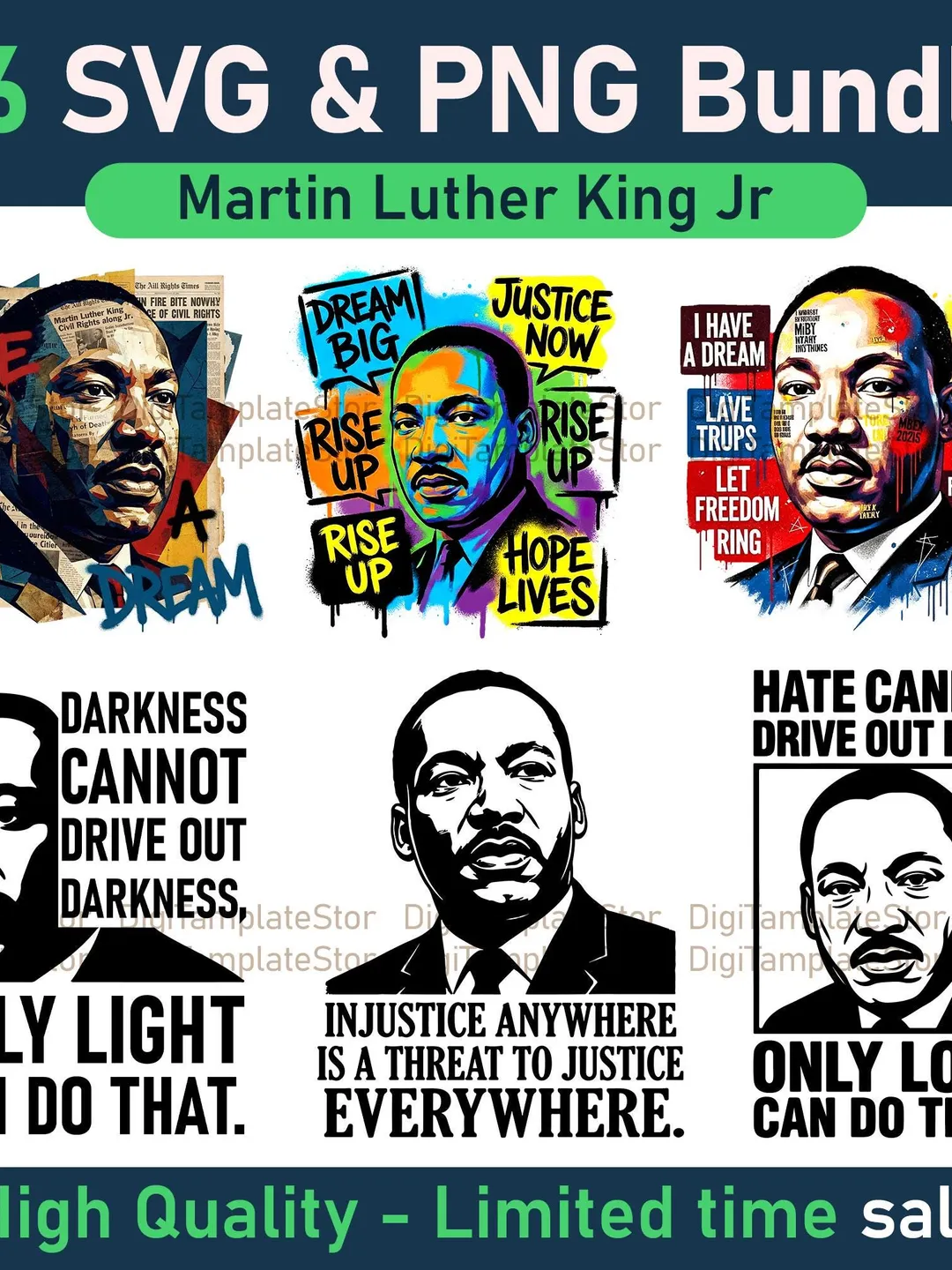 Martin Luther King Jr SVG PNG Bundle – Black History Month Designs ...