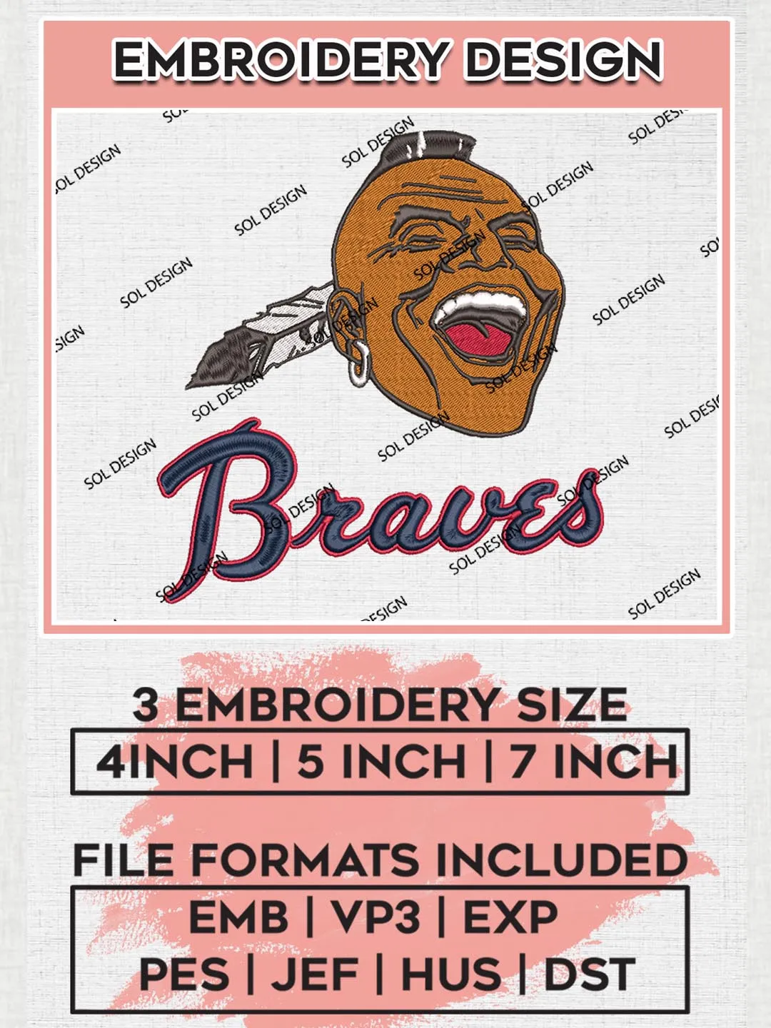Atlanta Braves Logo Embroidery Designs, MLB Atlanta Braves Embroidery ...