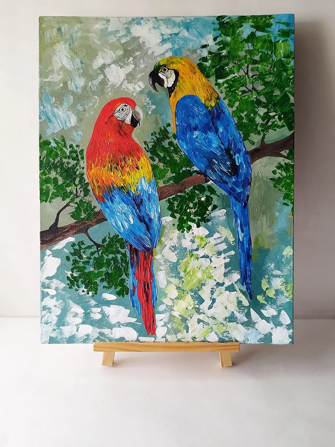 Parrot wall art, Macaw bird canvas wall art, Tropical bird painting ...