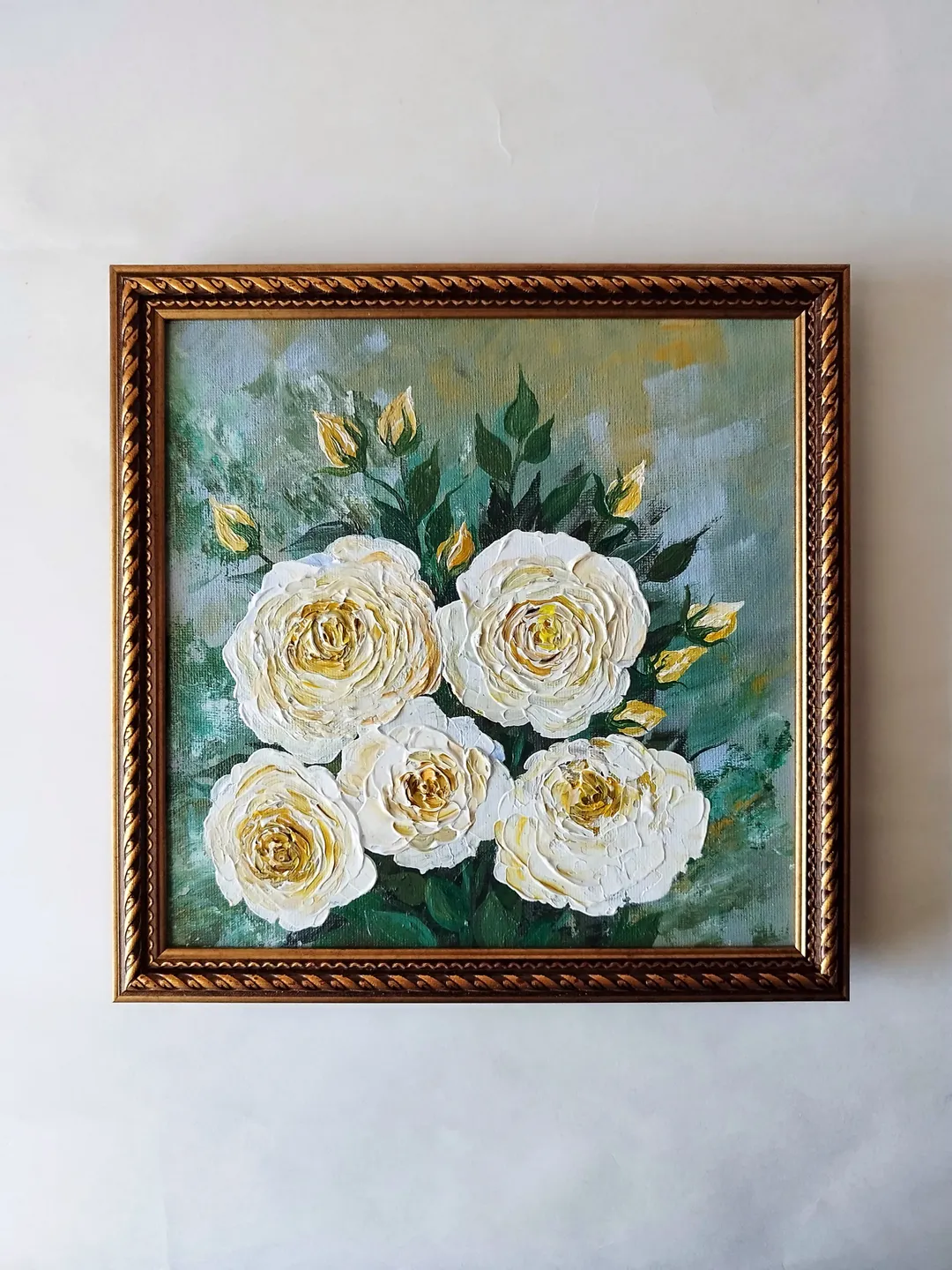 Rose canvas wall art flower painting acrylic texture