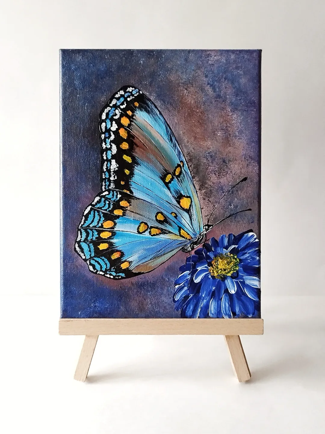 Blue Butterfly Insect Art Acrylic Painting on Canvas
