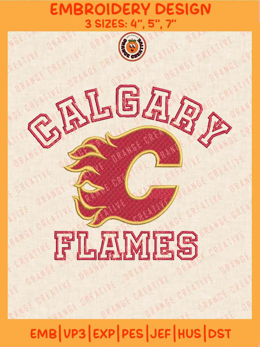 NHL Calgary Flames Team Logo Embroidery Files, Calgary Flames Hockey ...