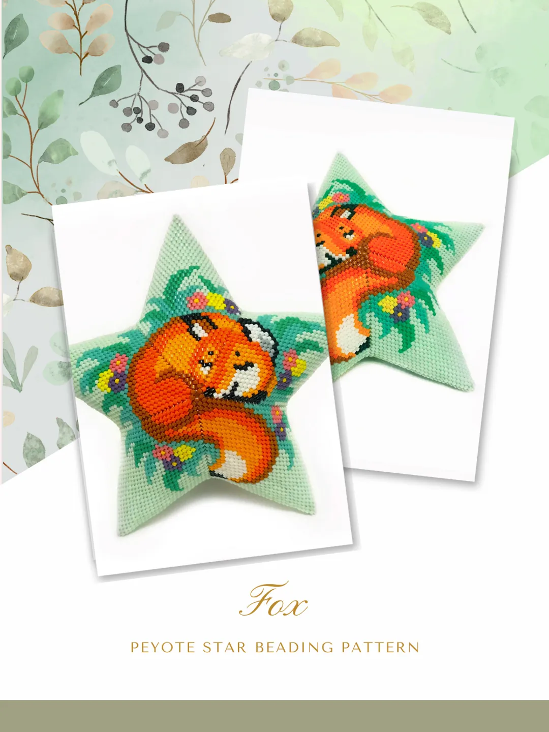 Fox 3D Peyote Star Beading Pattern, Seed Bead Animal Ornaments, Beaded ...