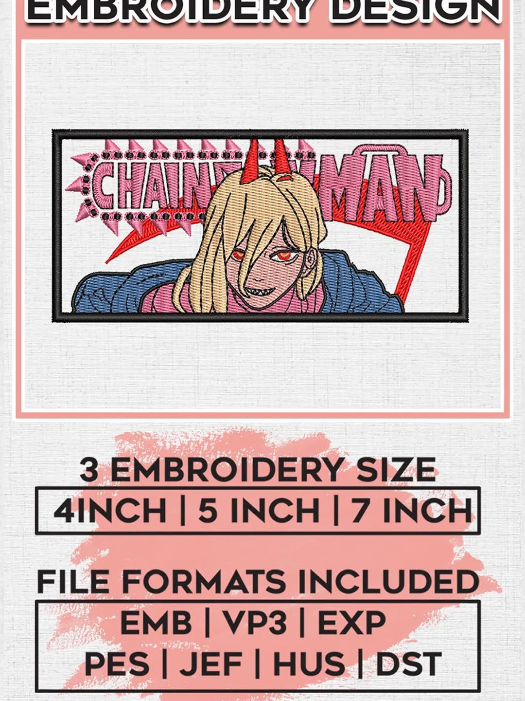 Chainsaw Man Power Embroidery Design, Anime Machine Embroidery Design ...