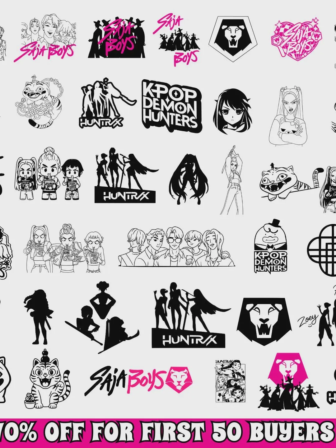 Kpop Demon Hunters SVG PNG, Huntrix Logo Layered Clipart