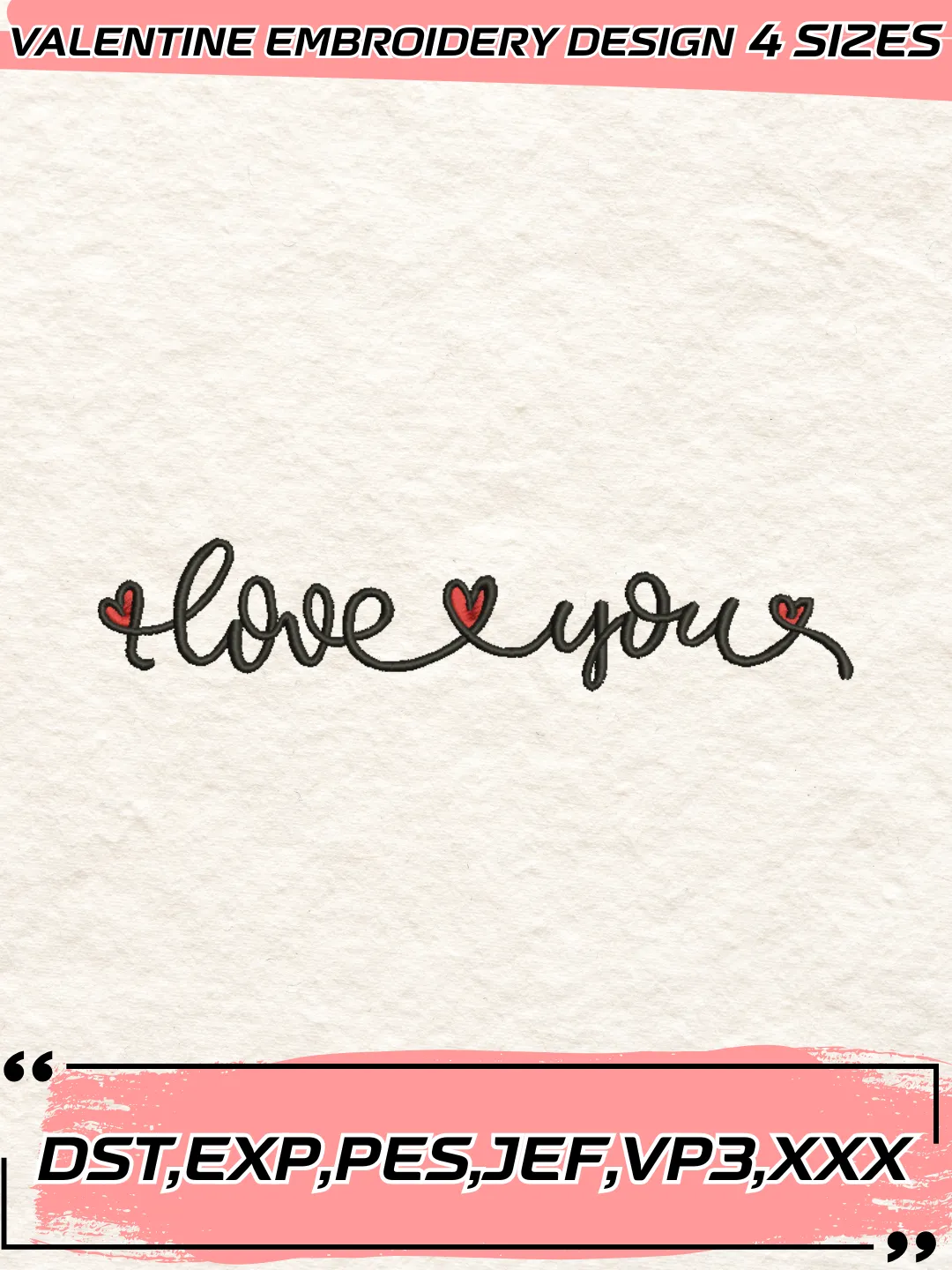 Machine embroidery design Heart with flowers "I love you"