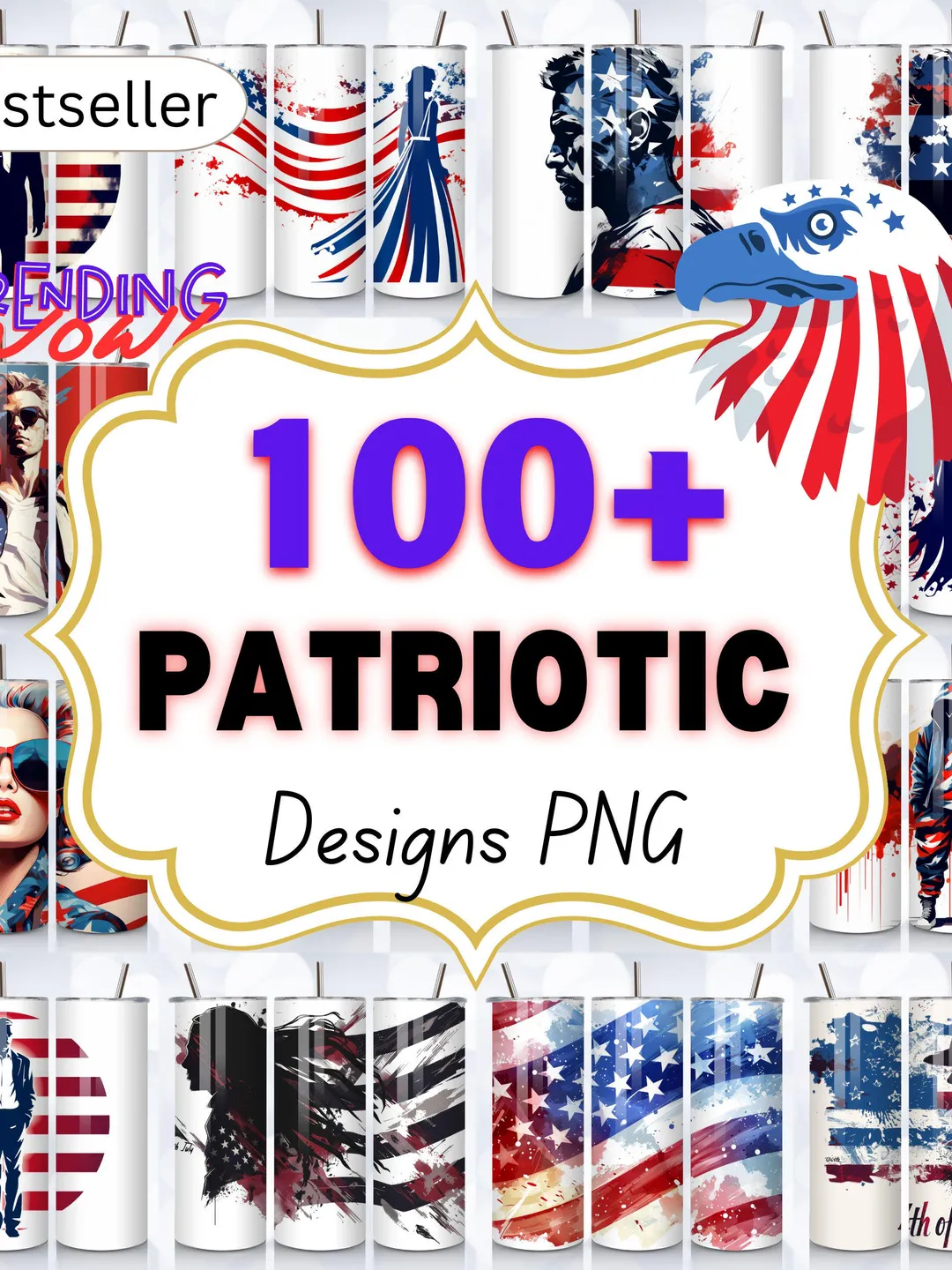 USA Flag Tumbler Wrap PNG | Patriotic 20oz Sublimation Design (Digital ...