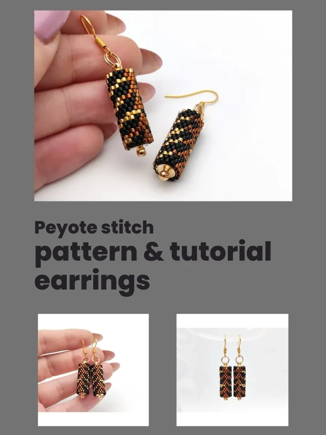 Step by step tutorial tube earrings, PDF pattern earrings, DIY tube ...