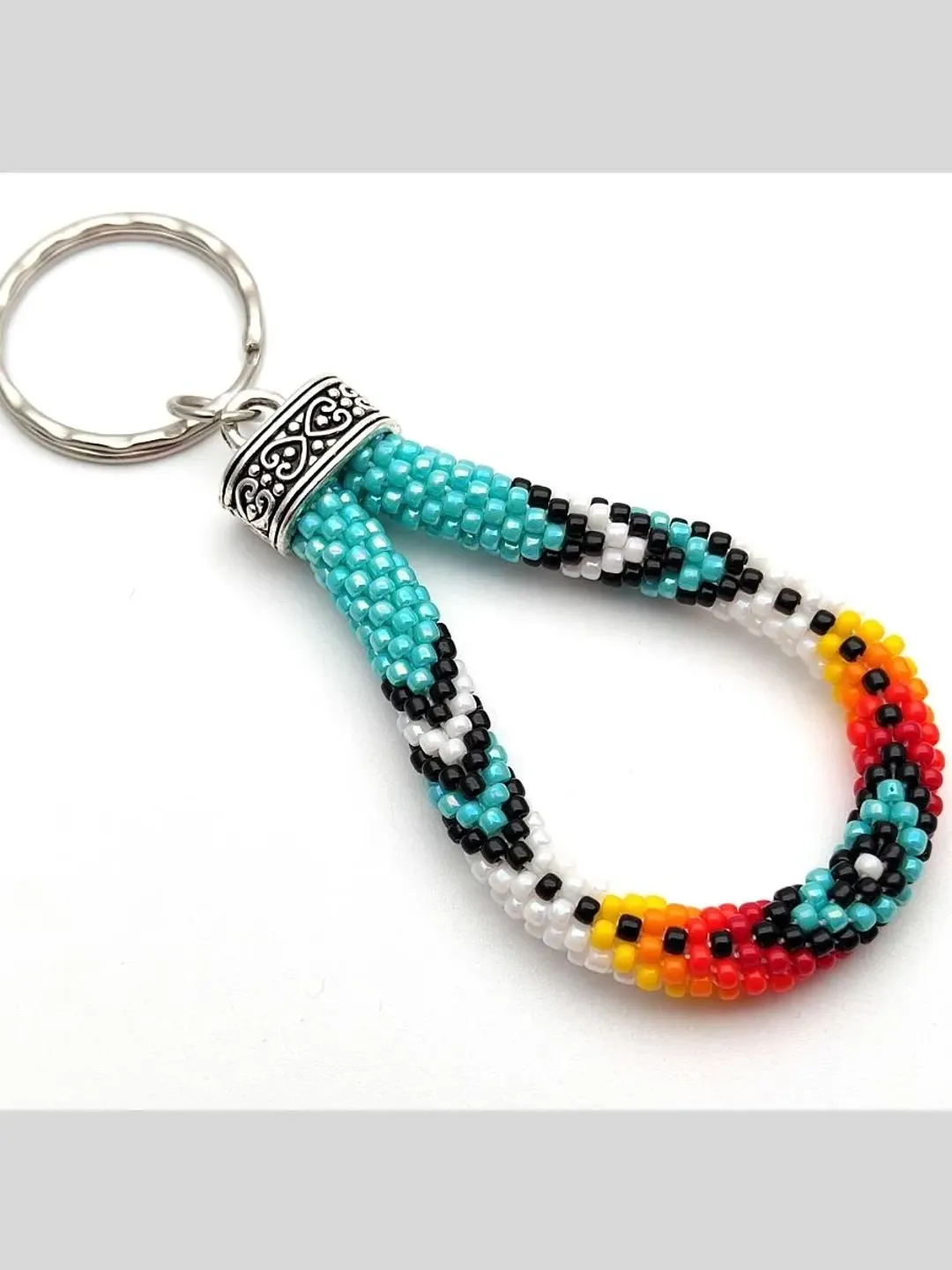 Bead crochet pattern, PDF pattern, Pattern keychain, Turquoise keychain ...