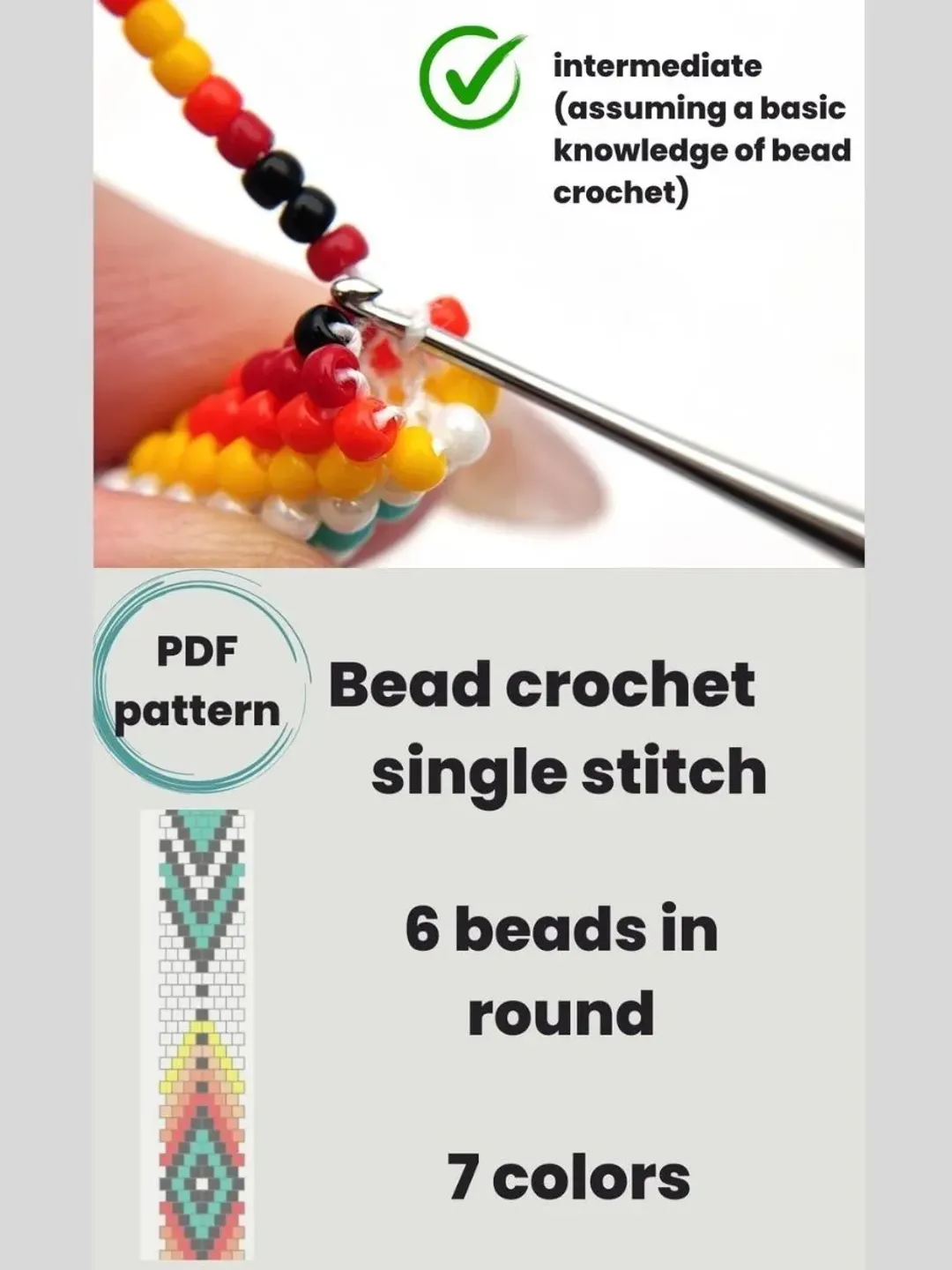 Bead crochet pattern, PDF pattern, Pattern keychain, Turquoise keychain ...