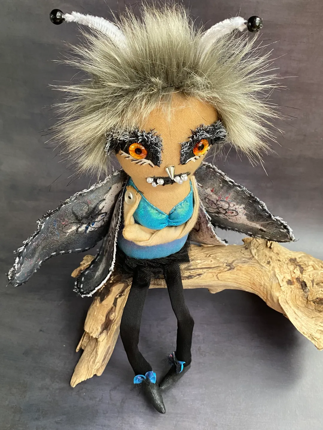Creepy doll . Butterflay doll for Halloween decor . Insect for weird ...